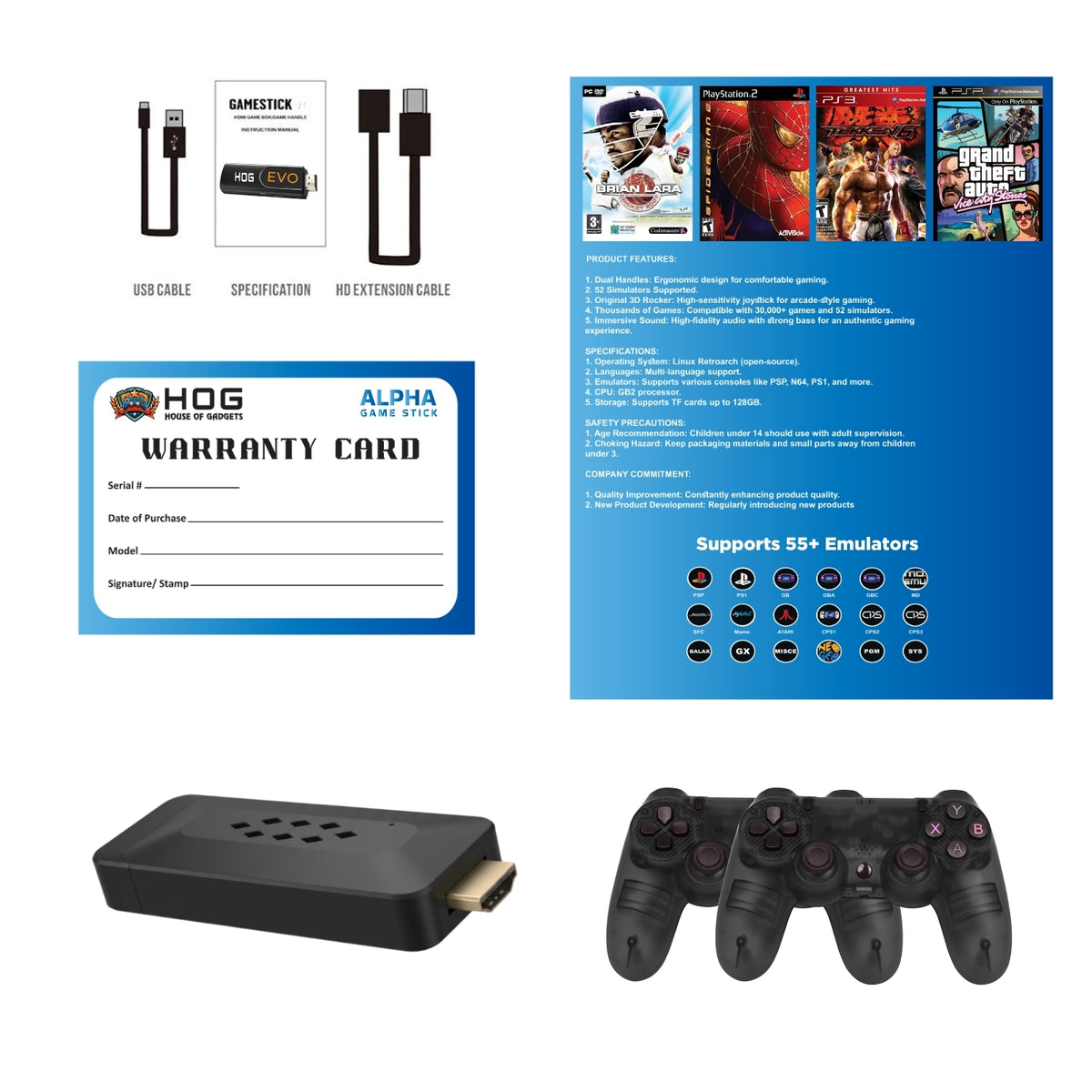 HOG™ Premium HOG ALPHA Game stick With Warranty 6.5 Ghz 60,000+ Video ...