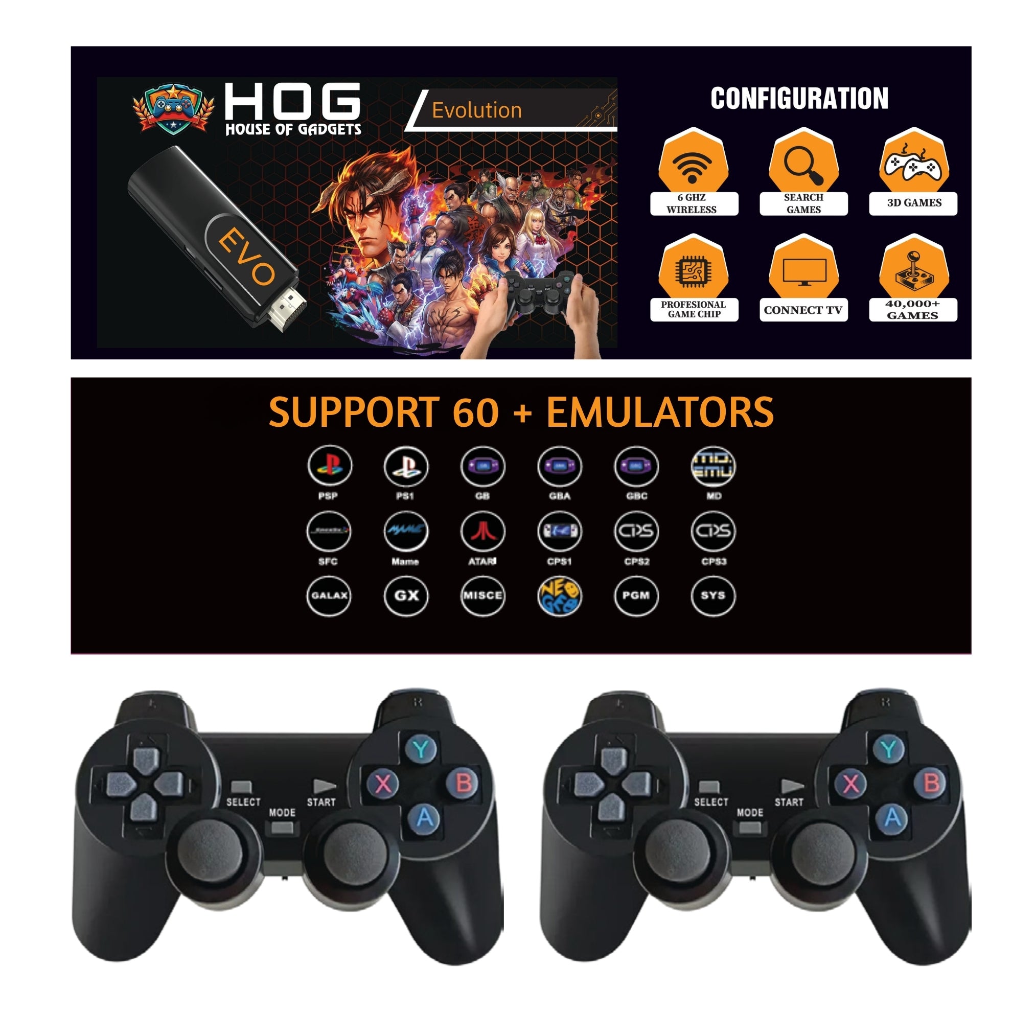 HOG™ Premium HOG EVOLUTION Game stick With Warranty 6Ghz Video Games ...