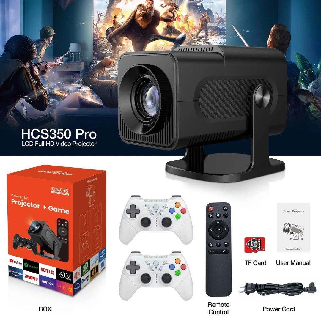 HCS 350 Pro plus Android Plus gaming Projector Smart Home Cinema Porta ...